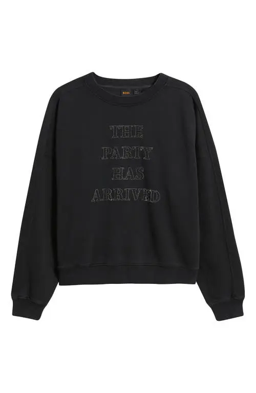Hugo Boss Eland Embellished Cotton Graphic Sweatshirt