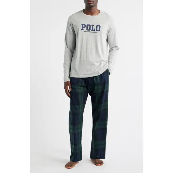 Polo Ralph Lauren Cotton Pajama Set - Polo Logo Black/navy Plaid