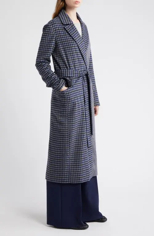 Dra Maggie Blockcheck Wool Blend Wrap Coat