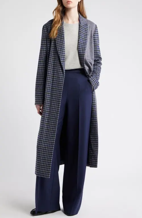 Dra Maggie Blockcheck Wool Blend Wrap Coat