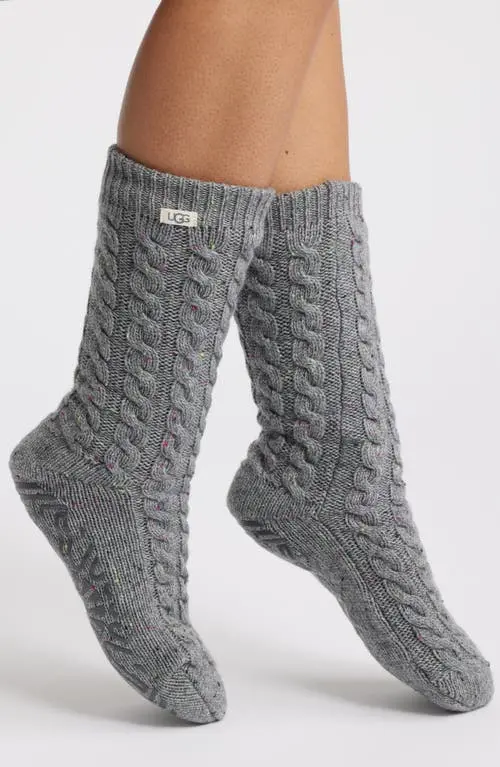 UGG Elowyn Fleece-lined Crew Socks - Charcoal Heather Confetti