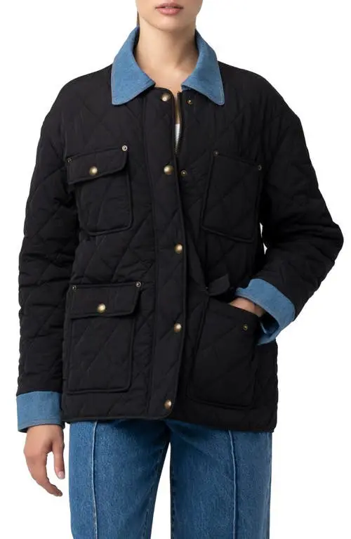 Blanknyc Quilted Barn Jacket With Denim Trim