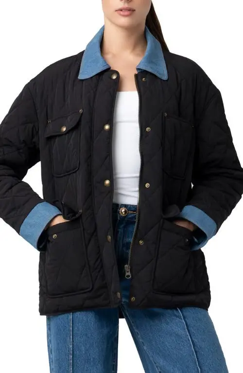 Blanknyc Quilted Barn Jacket With Denim Trim