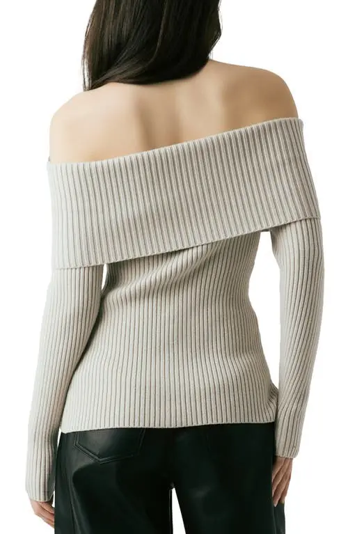 Blanknyc Off-the-shoulder Ribbed Button Sweater