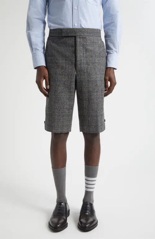 Thom Browne Prince Of Wales Plaid Tweed Tailored Shorts - Medium Grey
