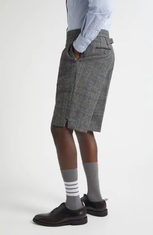 Thom Browne Prince Of Wales Plaid Tweed Tailored Shorts - Medium Grey