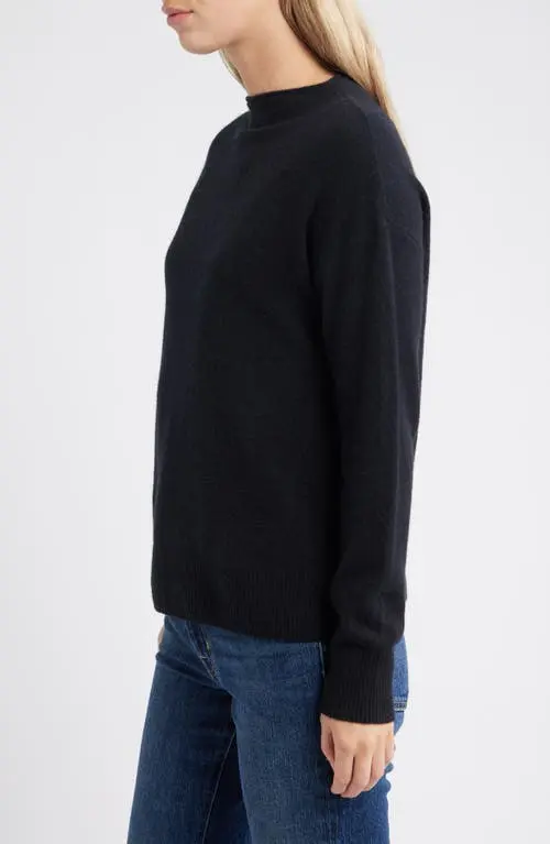Caslon Funnel Neck Rib-trim Sweater - Black