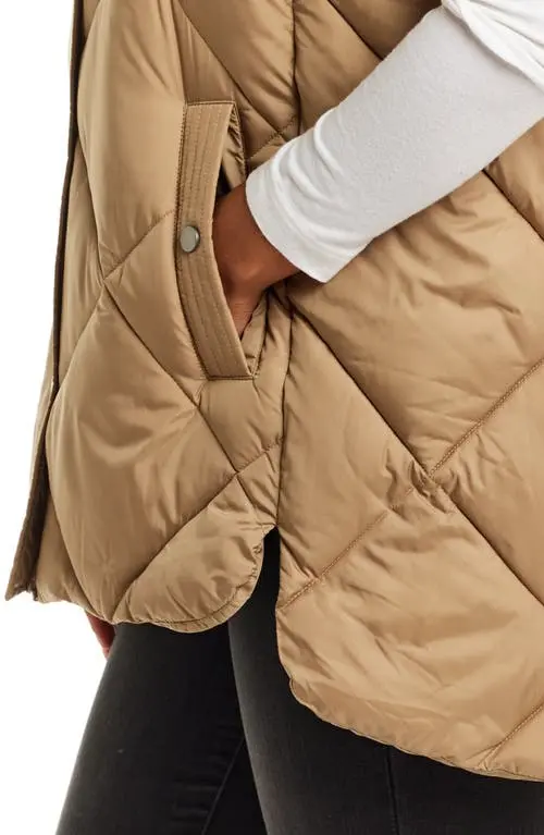 Gallery Water-resistant Quilted Hooded Vest - Khaki
