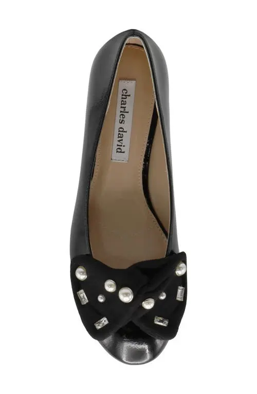 CHARLES DAVID Breck Embellished Bow Pumps