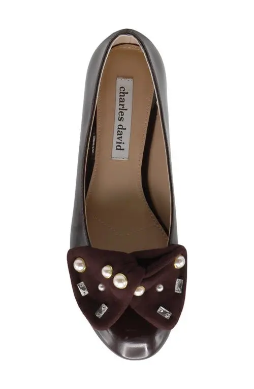 CHARLES DAVID Breck Embellished Bow Pumps