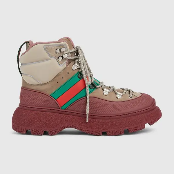 Gucci Suede Lace-up Ankle Boots