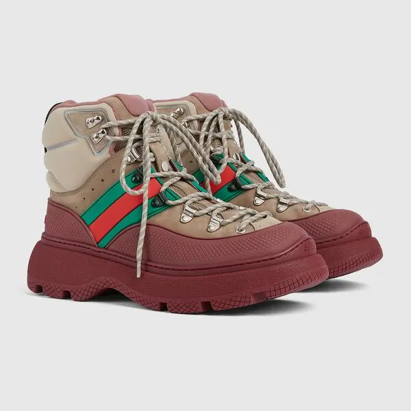 Gucci Suede Lace-up Ankle Boots