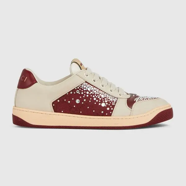 Gucci Gg Crystal Screener Sneakers - Bordeaux