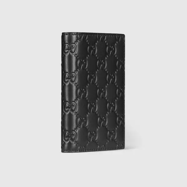 Gucci Gg Emblem Passport Case Leather