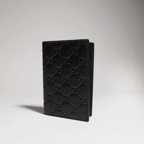 Gucci Gg Emblem Passport Case Leather
