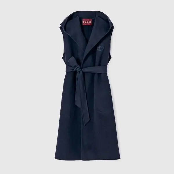 Gucci Wool Sleeveless Coat With Embroidery