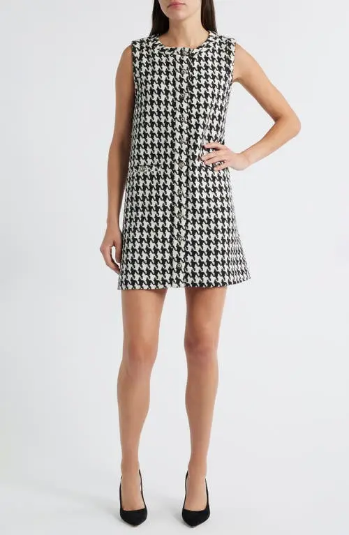 ZOE AND CLAIRE Houndstooth Check Shift Mini Dress