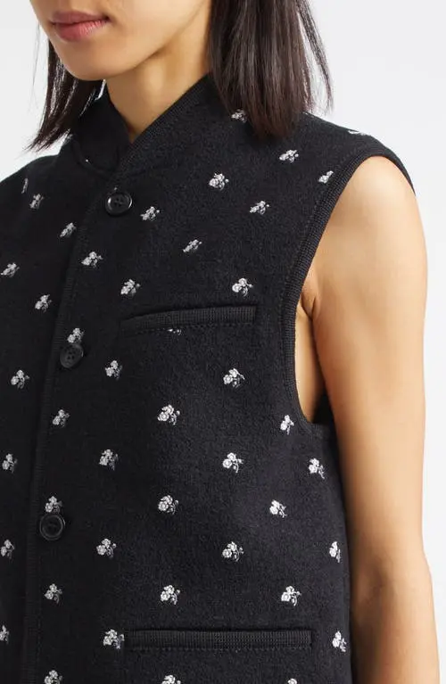 RIER Walker Floral Embroidered Wool Vest