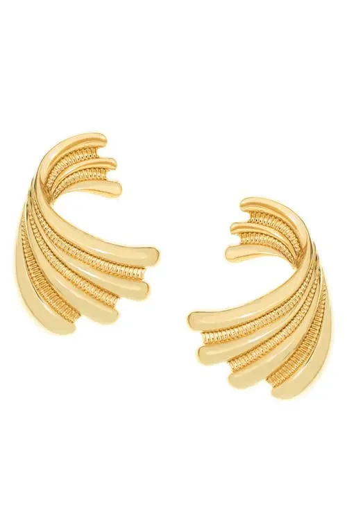 MARLYN SCHIFF Victoria Etched Wave Earrings - Gold