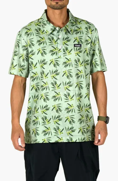 VAST Peace In The Middle Aqua Terra Performance Polo - Olive