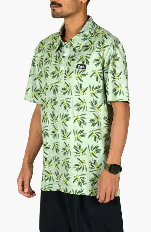 VAST Peace In The Middle Aqua Terra Performance Polo - Olive