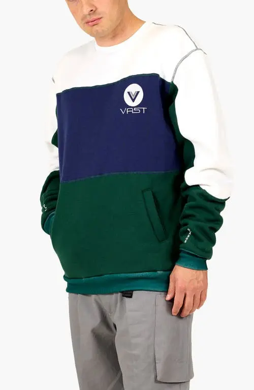 VAST Color Block Fleece Sweatshirt - White Multi