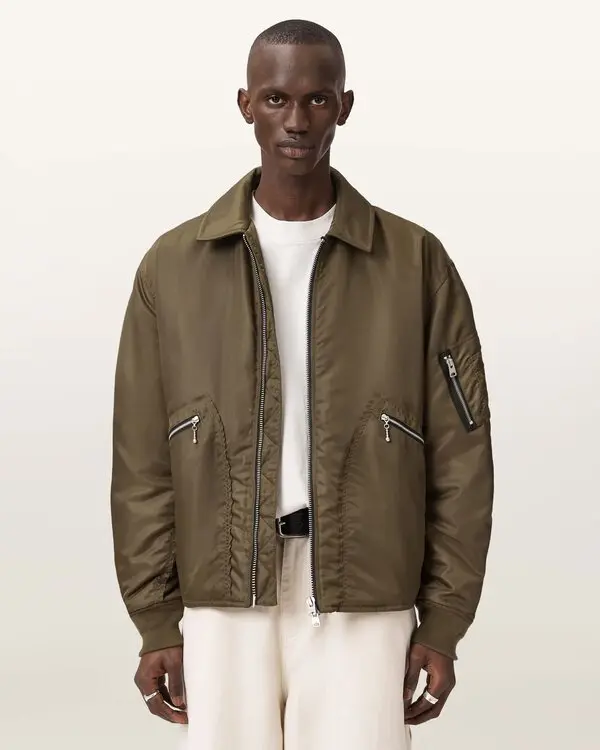 ALLSAINTS Fallon Bomber Jacket - Khaki Brown