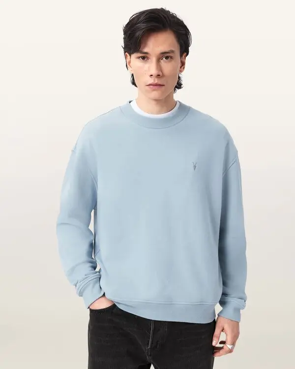 ALLSAINTS Asher Ramskull Boxy Sweatshirt - Misty Blue