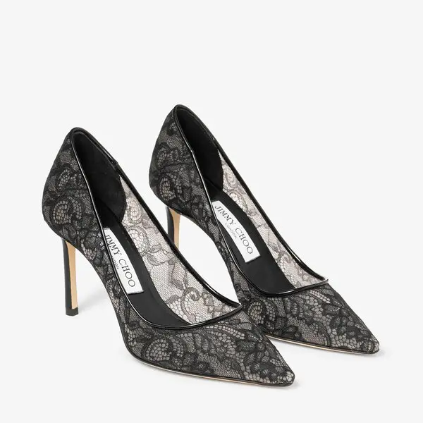 JIMMY CHOO Romy 85 Lace Pumps - Black