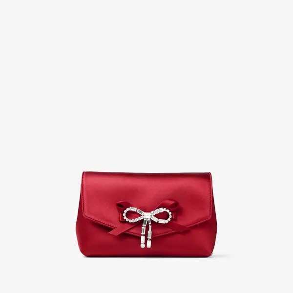 JIMMY CHOO Soft Bow Mini Bag With Crystal Bow - Ruby Red/silver