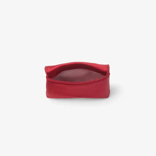 JIMMY CHOO Soft Card Holder With Chain Ruby Red Satin Cardholder With Crystal Bow - Ruby Red/silver