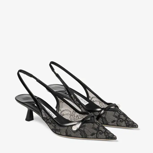 JIMMY CHOO Amita 45 Lace And Spazzolato Pumps - Black