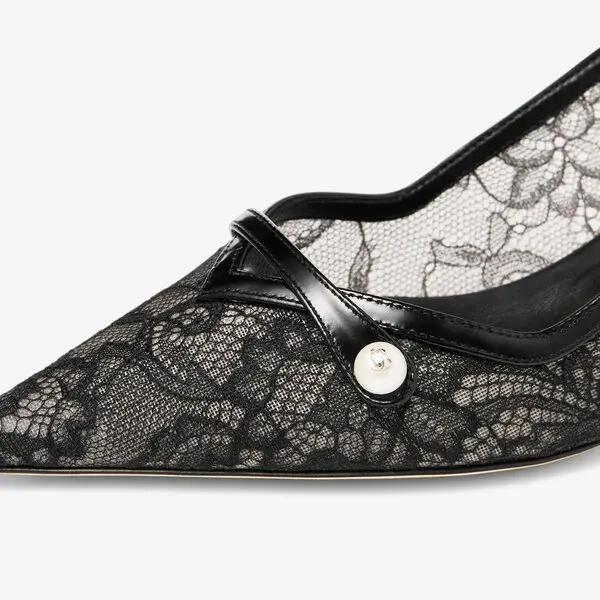 JIMMY CHOO Amita 45 Lace And Spazzolato Pumps - Black