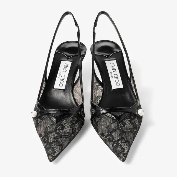 JIMMY CHOO Amita 45 Lace And Spazzolato Pumps - Black
