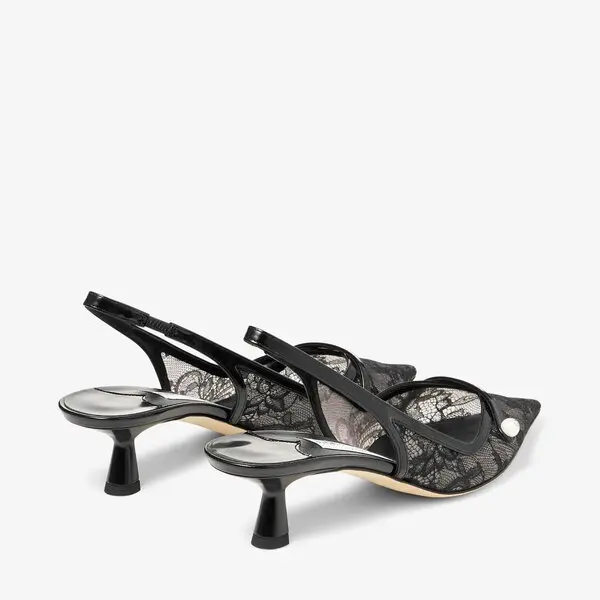 JIMMY CHOO Amita 45 Lace And Spazzolato Pumps - Black