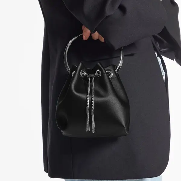 JIMMY CHOO Bon Bon Satin Handbag With Metal Handle