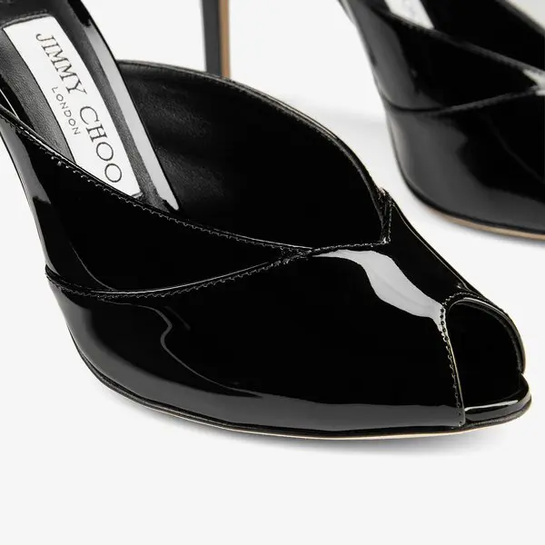 JIMMY CHOO Brigitte 100 Patent Leather Mules - Black