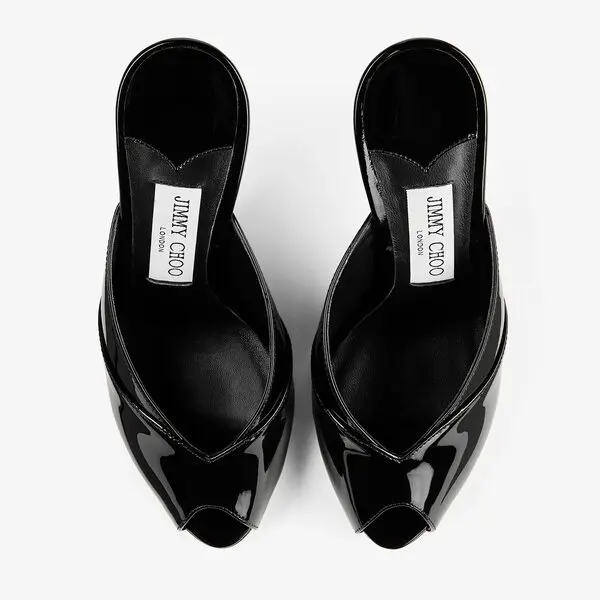 JIMMY CHOO Brigitte 100 Patent Leather Mules - Black