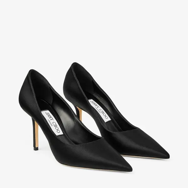 JIMMY CHOO Love 85 Satin Pumps - Black