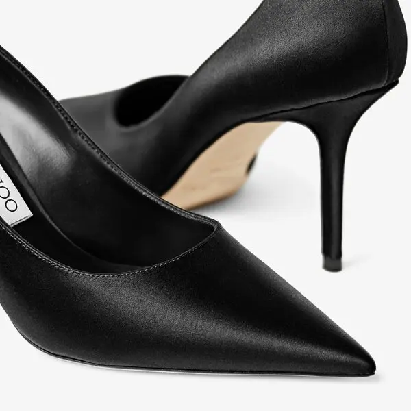JIMMY CHOO Love 85 Satin Pumps - Black