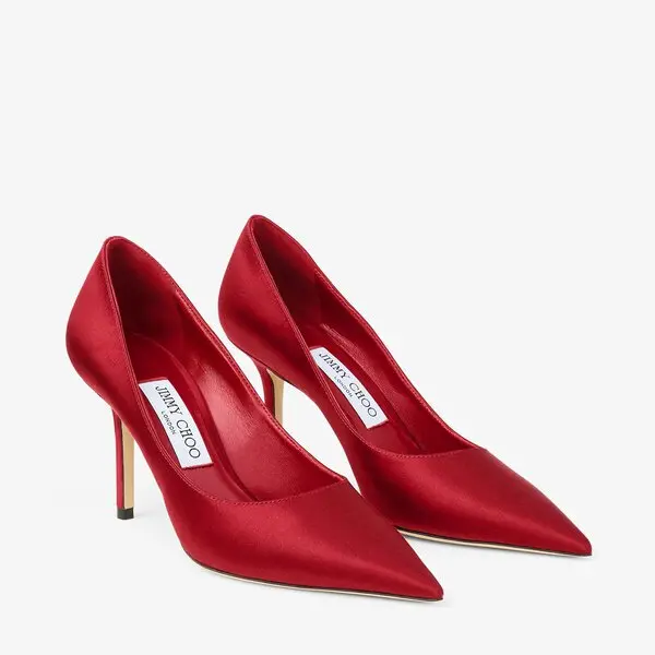 JIMMY CHOO Love 85 Satin Pumps - Ruby Red