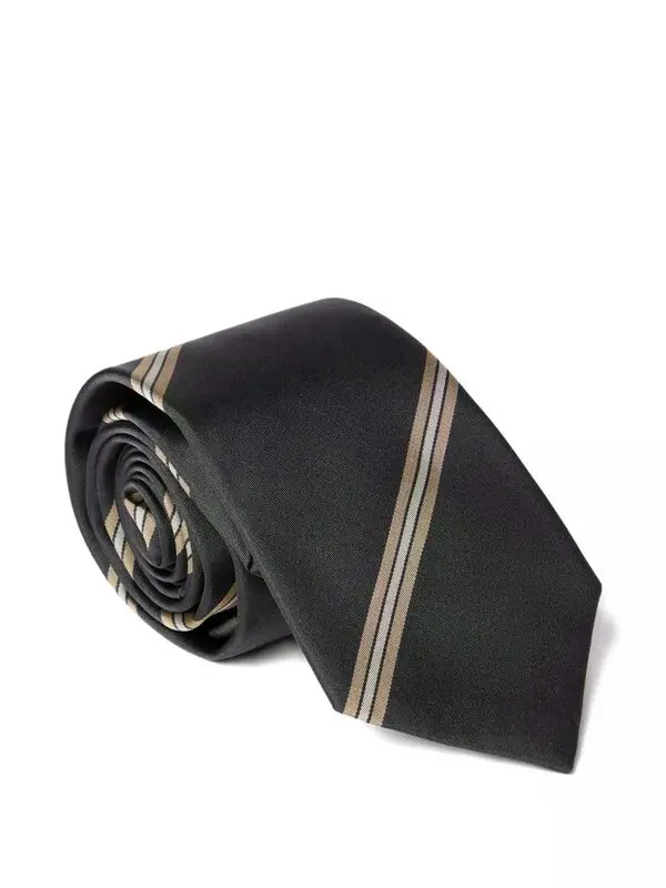 Brunello Cucinelli Striped Silk Neck Tie - Grey