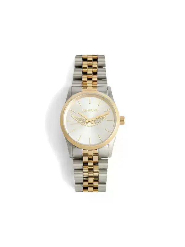 Zadig&Voltaire Quartz Movement Watch With Gold-tone Bezel And Stainless Steel Bracelet - Silver