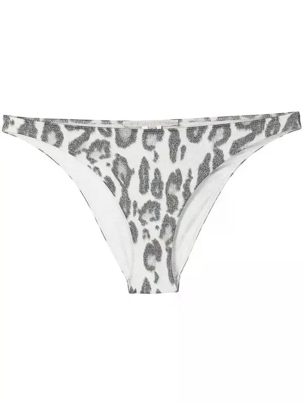 Stella McCartney Leopard-print Bikini Bottoms - Silver