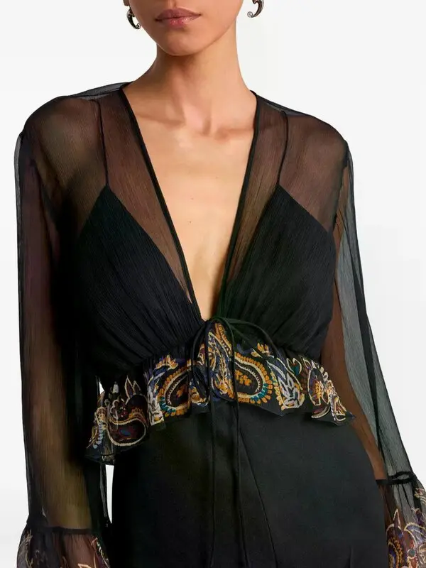 Etro Silk-blend Jumpsuit With Placed Paisley Foliage Print