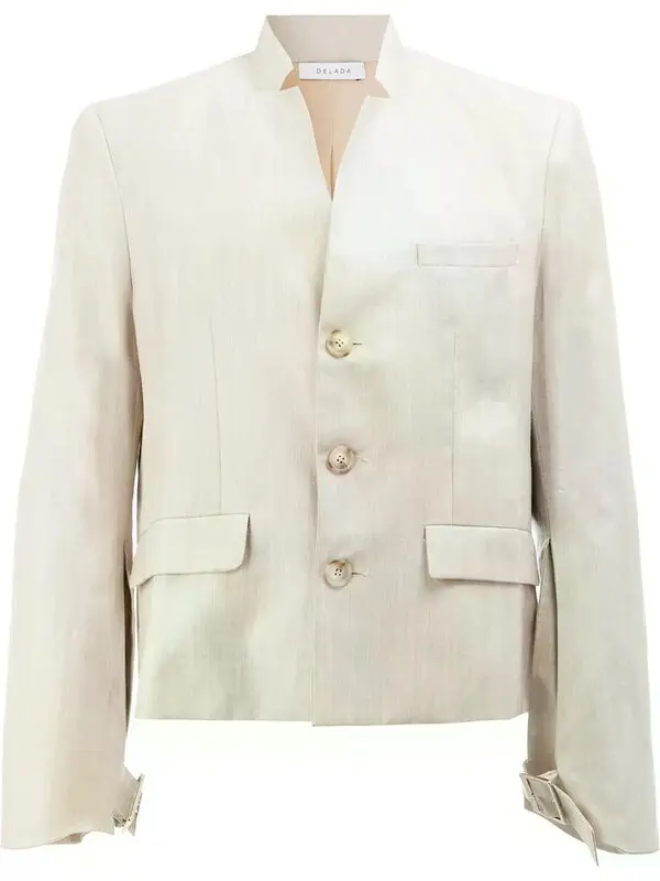 DELADA Cropped V-neck Blazer - Neutrals
