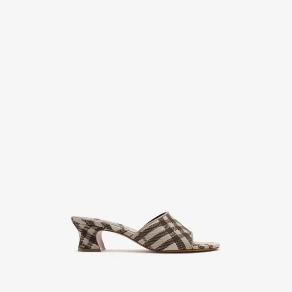 Burberry Check Sloane Mules - Light Beige