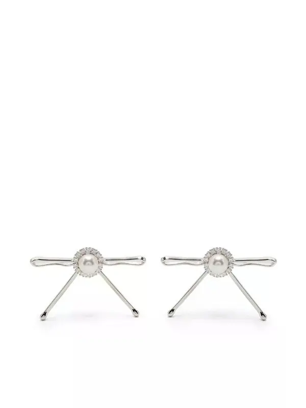 SHUSHU/TONG Ribbon Stud Earrings - Silver