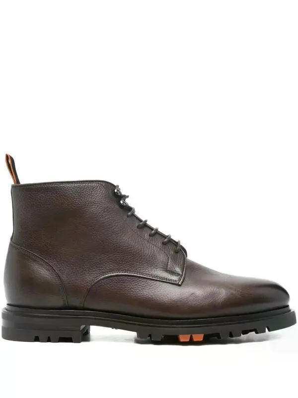 Santoni Lace-up Leather Boots - Brown