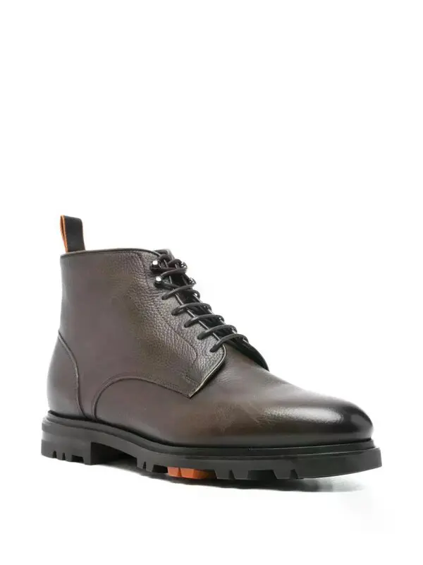 Santoni Lace-up Leather Boots - Brown
